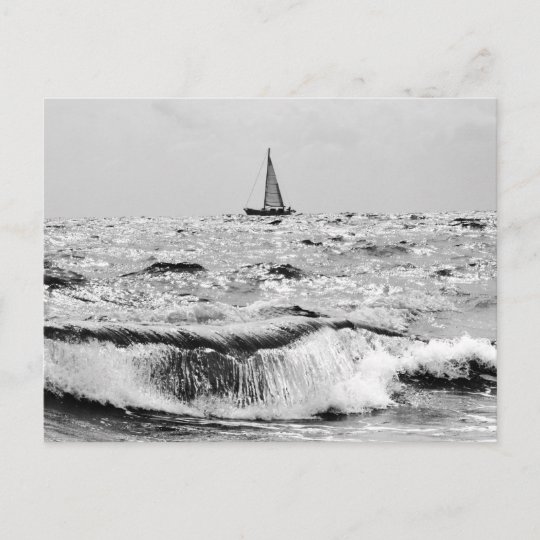 Sailing boat and a beautiful wave postcard | Zazzle.com