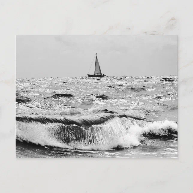 Sailing boat and a beautiful wave postcard | Zazzle