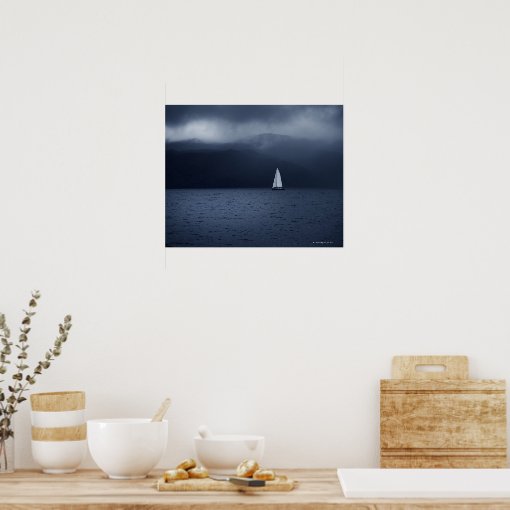Sailing boat in stormy weather in Scottish Poster | Zazzle