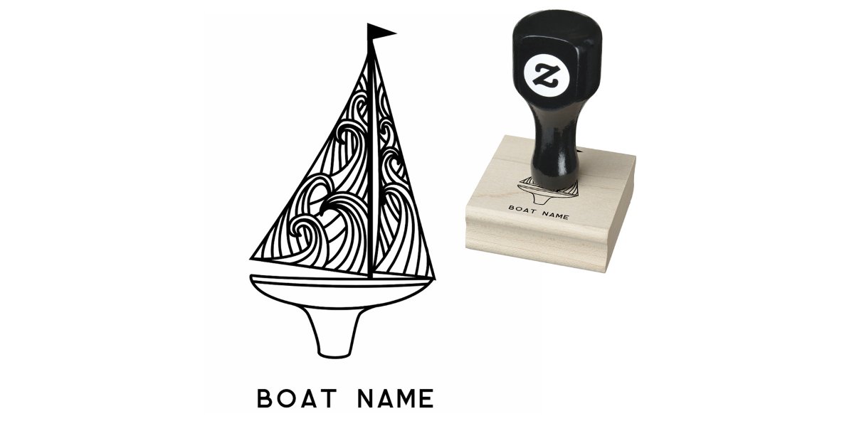 Sailing Boat Name Rubber Stamp | Zazzle