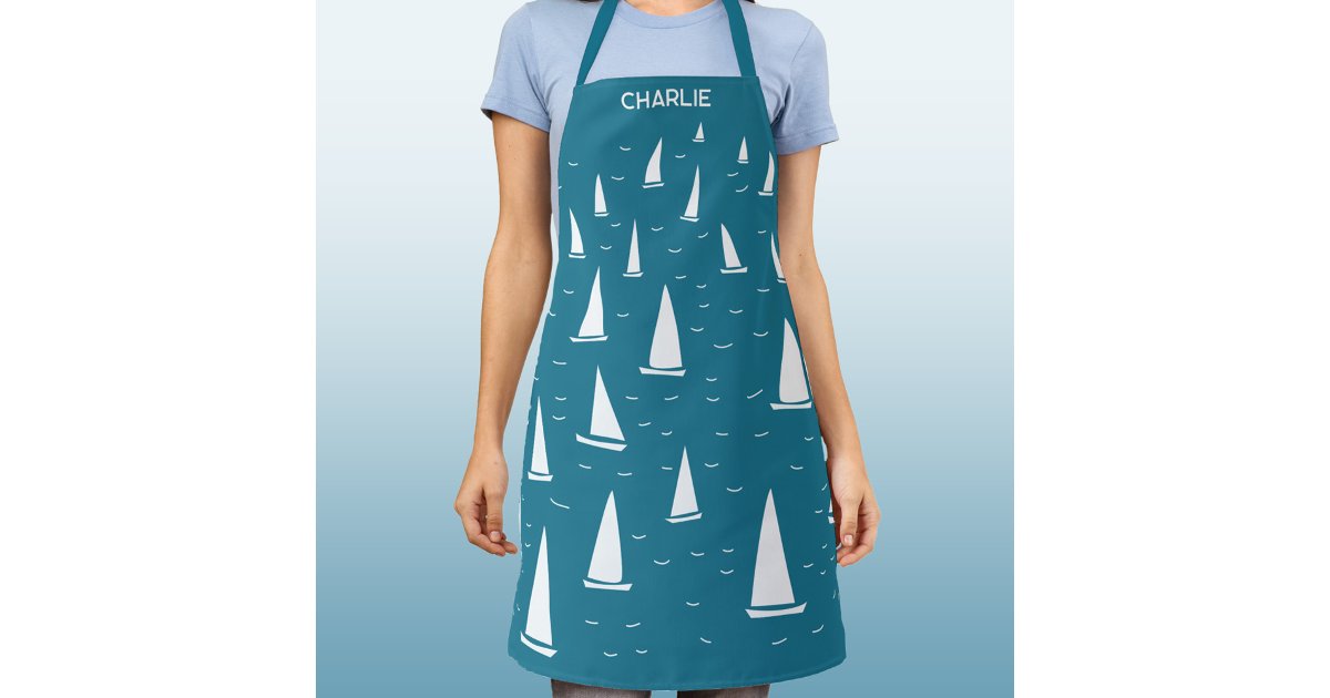 Sailing Boat Nautical Personalized Apron | Zazzle