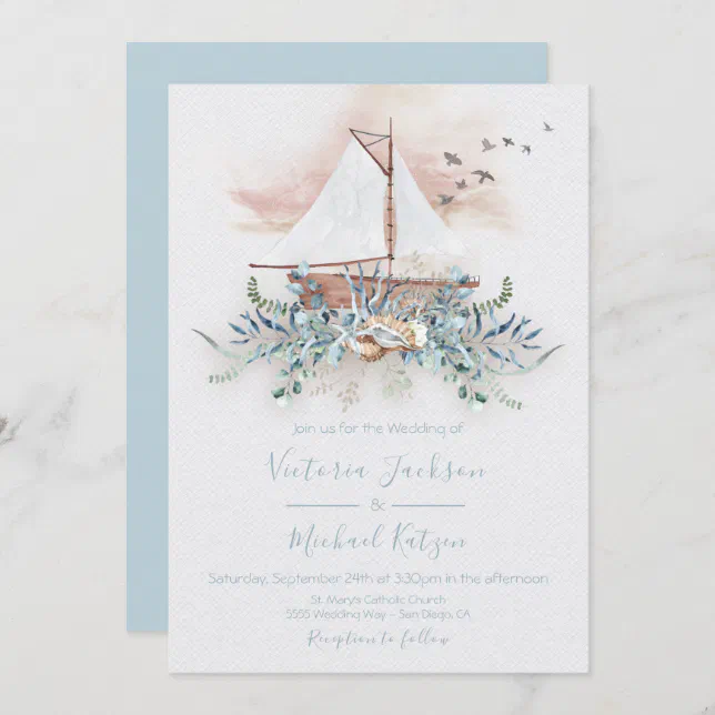 Sailing Boat Nautical Wedding invitations | Zazzle