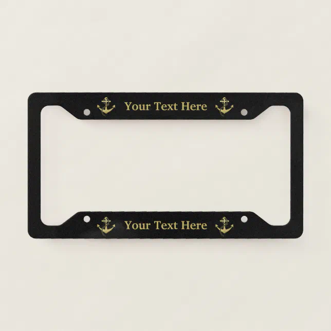 Sailing Gold Nautical Anchor Captain License Plate Frame | Zazzle