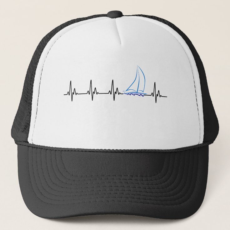 Sailing Heartbeat Funny Sailboat Trucker Hat | Zazzle