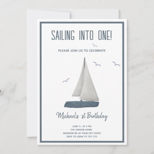 Sailing Into One! Nautical Birthday Invitation | Zazzle