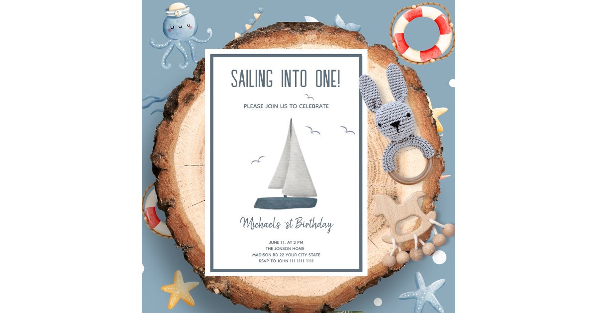 Sailing Into One! Nautical Birthday Invitation | Zazzle