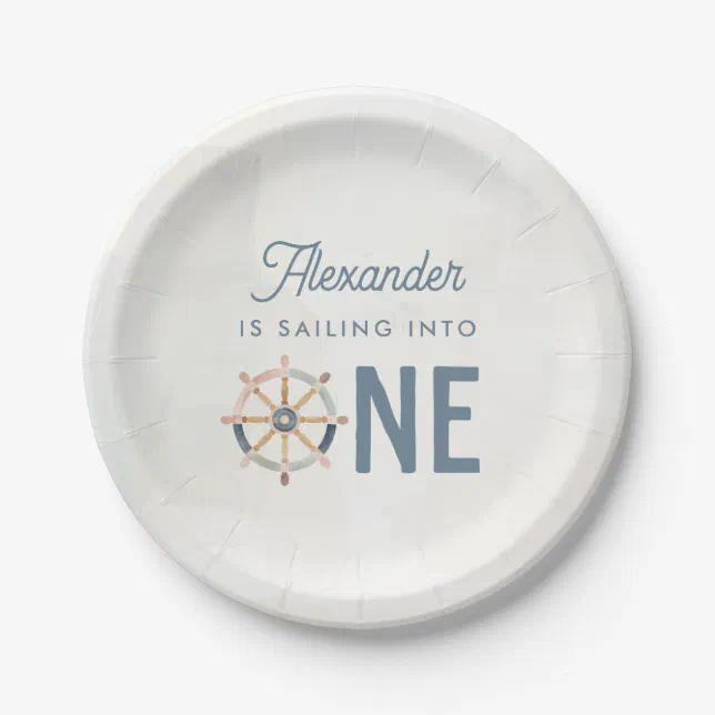 Sailing into One Nautical First Birthday Kids Paper Plates | Zazzle