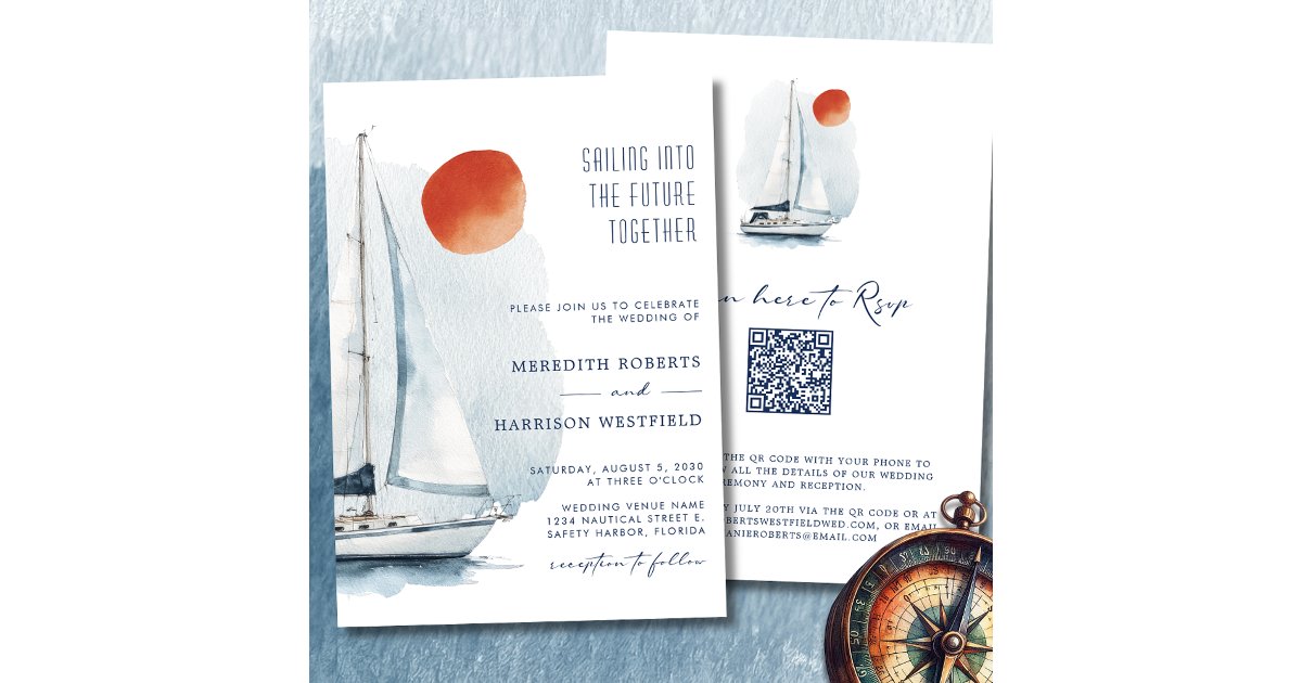 Sailing Into the Future Together Nautical Wedding Invitation | Zazzle
