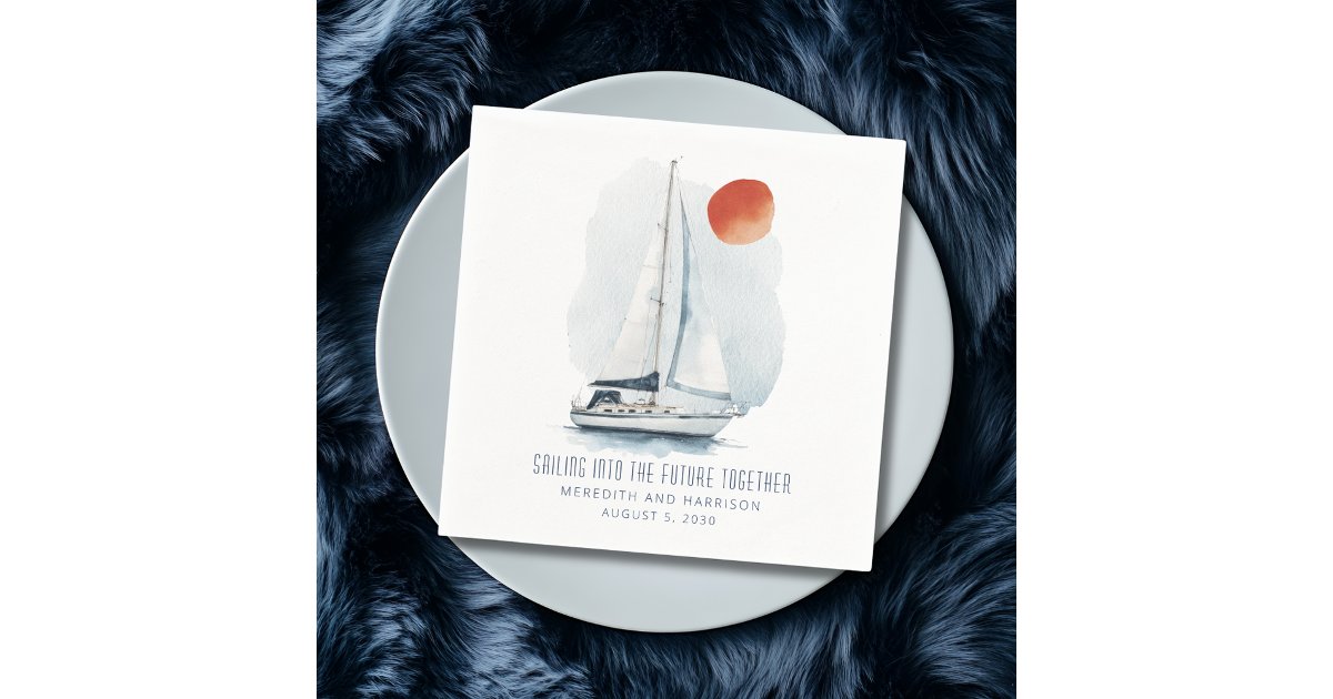 Sailing into the Future Together Nautical Wedding Napkins | Zazzle