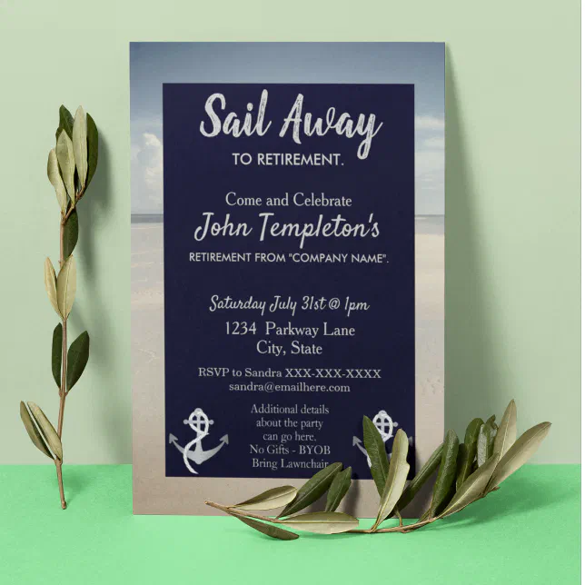 Sailing Retirement Party Invitations Sail Away | Zazzle