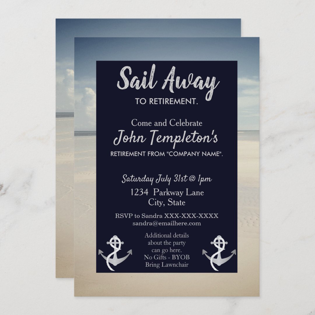 Sailing Retirement Party Invitations Sail Away | Zazzle