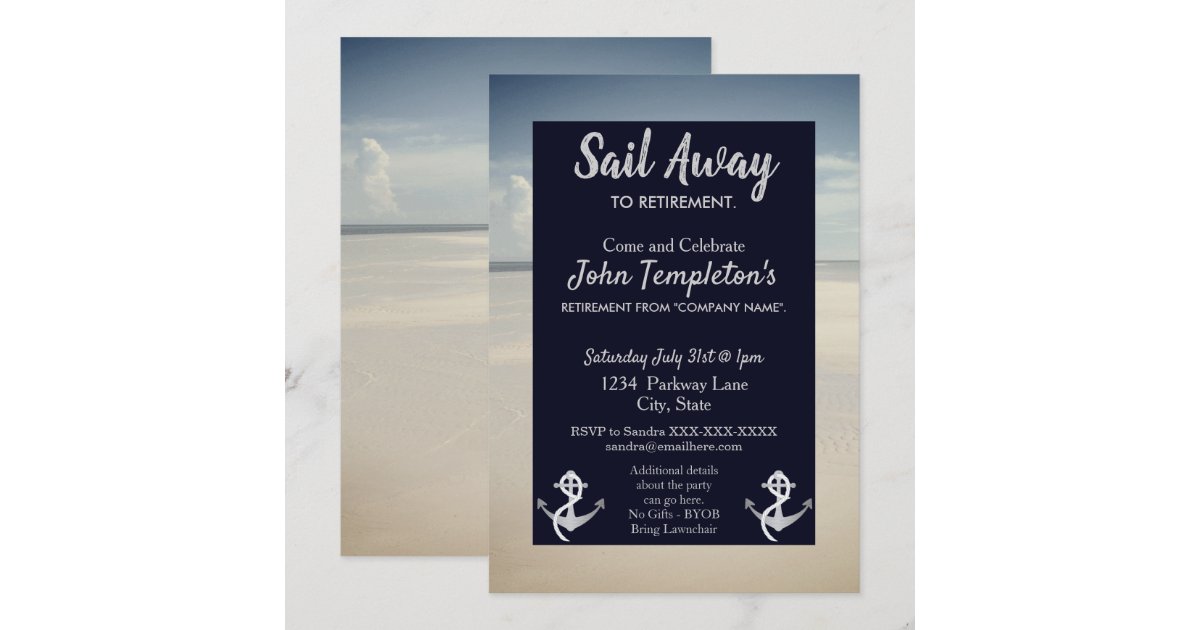 Sailing Retirement Party Invitations Sail Away | Zazzle