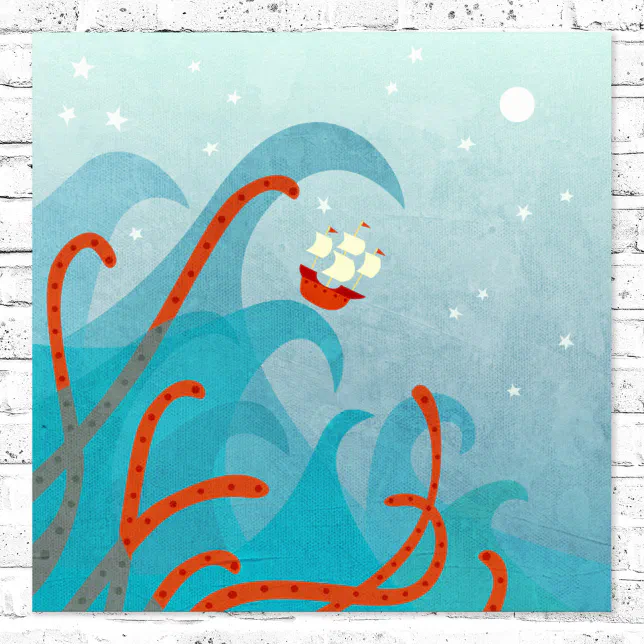 Sailing Ship Sea Monster Poster | Zazzle