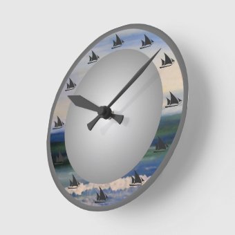 Sailing Ships Turquoise Sea Ocean Nautical Clock | Zazzle