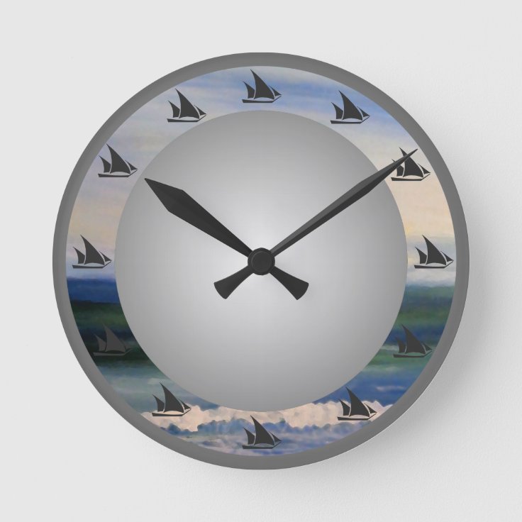 Sailing Ships Turquoise Sea Ocean Nautical Clock | Zazzle