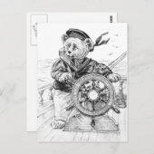 Sailor Bear Sam Steering Ship at Sea Postcard | Zazzle