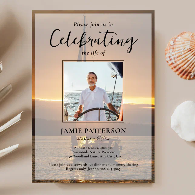 Sailor Captain Celebration of Life Photo Funeral Invitation | Zazzle