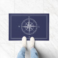 Sailor Navy Blue Ships Nautical Compass Doormat | Zazzle