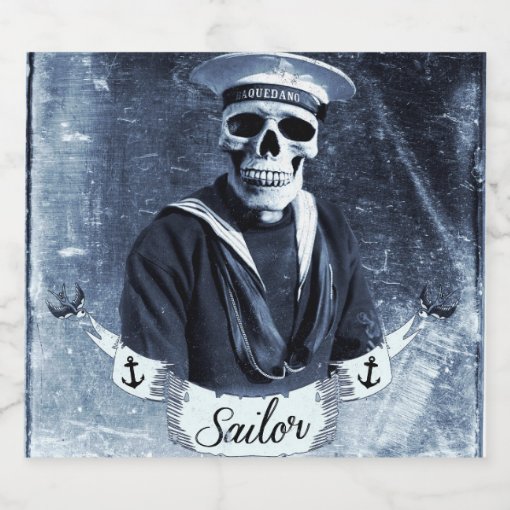 Sailor skull beer bottle label | Zazzle
