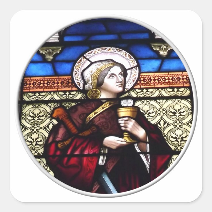 Saint Barbara Stained Glass Window Square Sticker | Zazzle