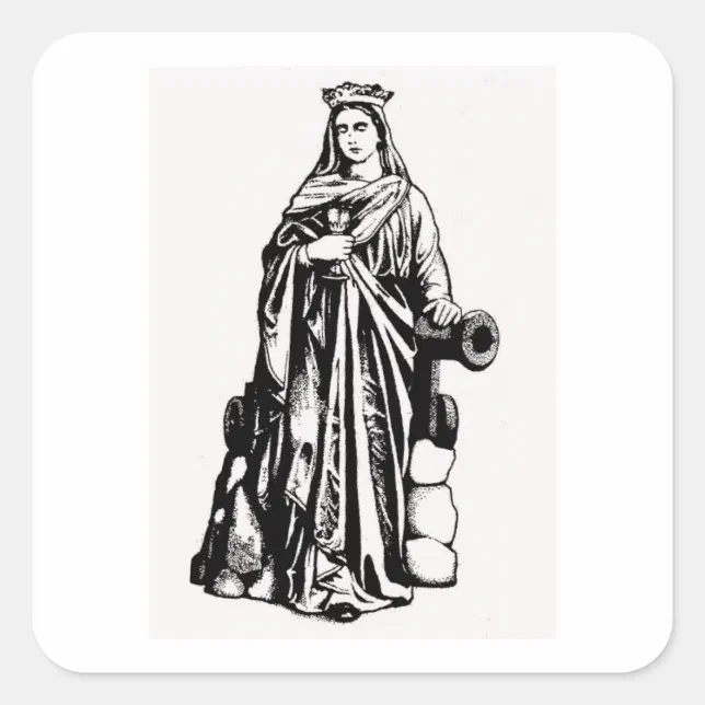 Saint Barbara with chalice and cannon Square Sticker | Zazzle