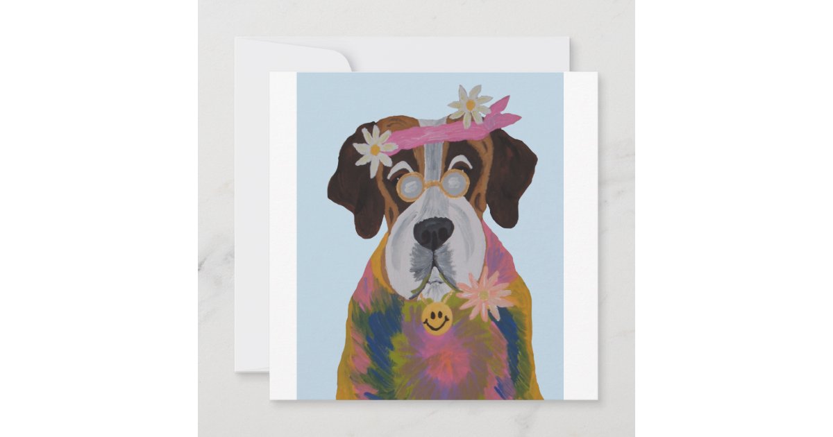 Saint Bernard Hippie Thank You Card | Zazzle