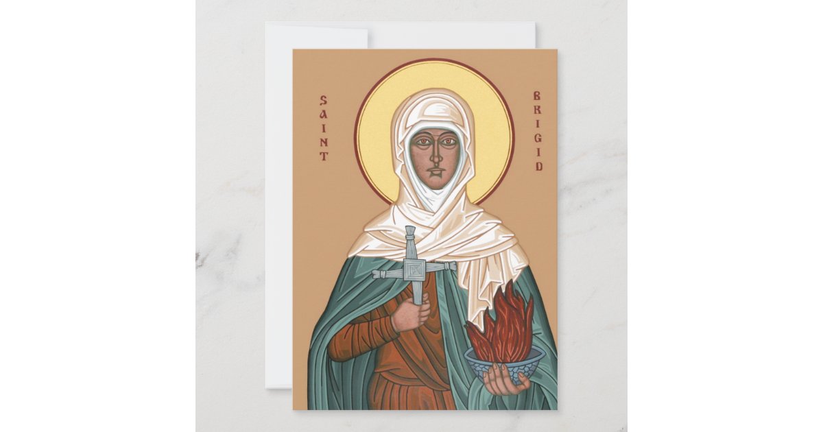Saint Brigid with Cross and Holy Fire | Zazzle