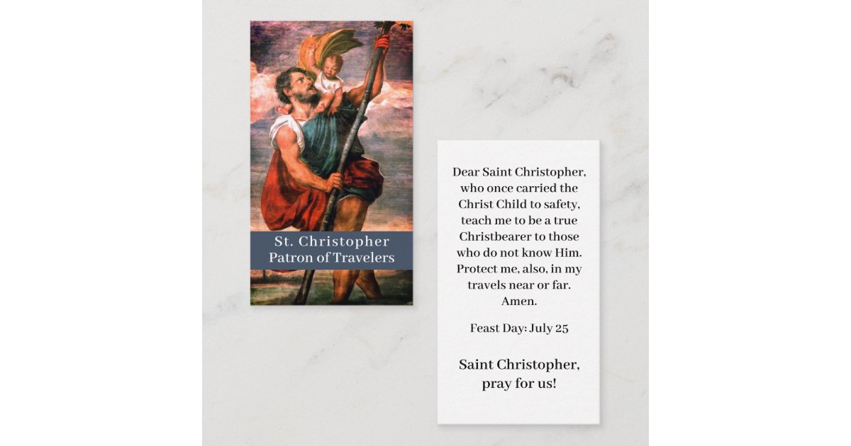 Saint Christopher Customizable Prayer Card | Zazzle