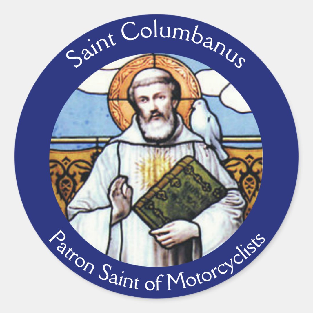 Saint Columbanus Patron of Motorcyclists Classic Round Sticker | Zazzle