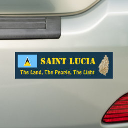 Saint Lucia Flag + Map Bumper Sticker | Zazzle
