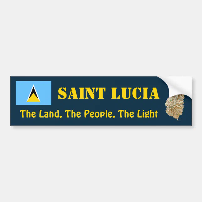 Saint Lucia Flag + Map Bumper Sticker | Zazzle