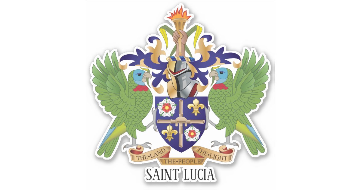 Saint Lucia National Coat Of Arms Patriotic Sticker | Zazzle