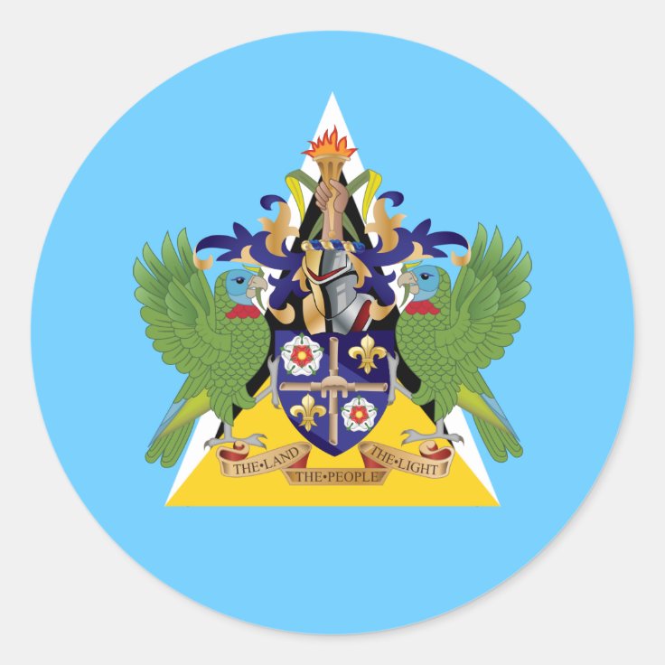 Saint Lucian Flag & Coat of Arms, Saint Lucia Classic Round Sticker ...