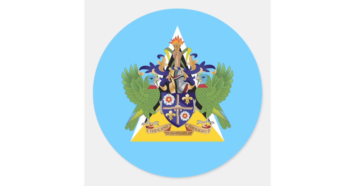 Saint Lucian Flag & Coat of Arms, Saint Lucia Classic Round Sticker ...