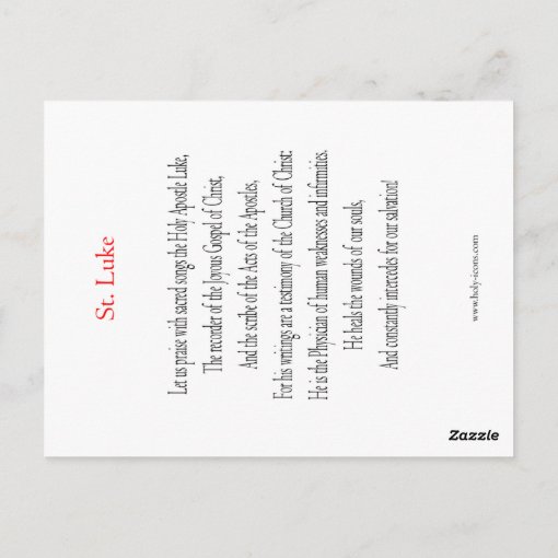 Saint Luke the Evangelist Prayer Card | Zazzle