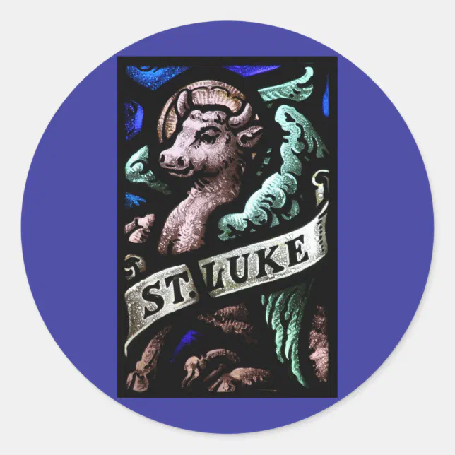 Saint Luke the Evangelist Stained Glass Art Classic Round Sticker | Zazzle