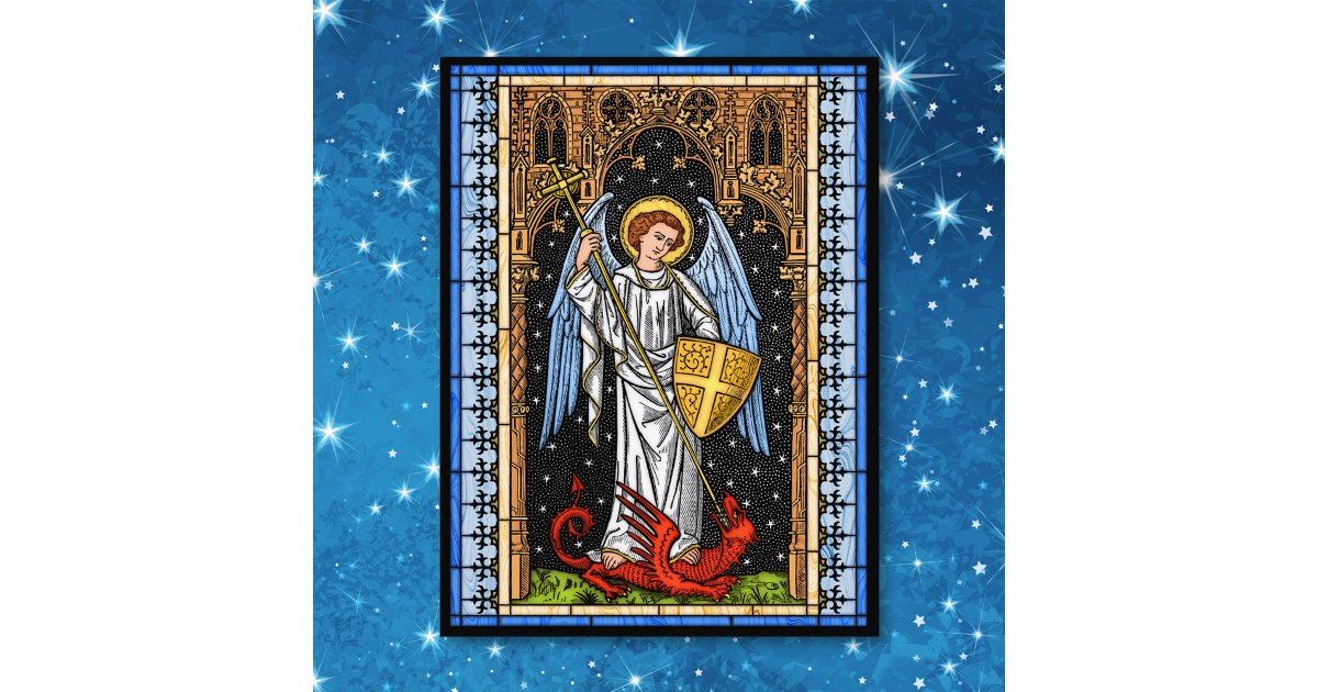 Saint Michael Battles the Beast Postcard | Zazzle