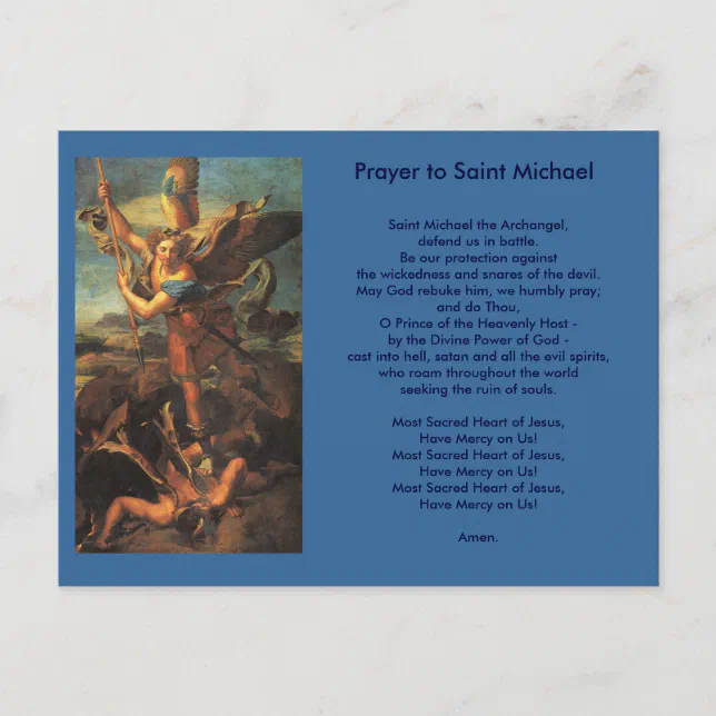 Saint Michael Prayer postcard | Zazzle