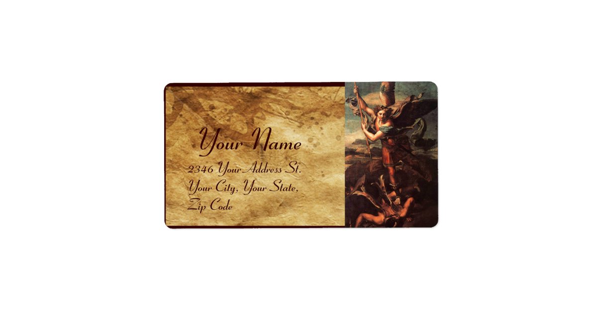 SAINT MICHAEL VANGUISHING SATAN LABEL | Zazzle