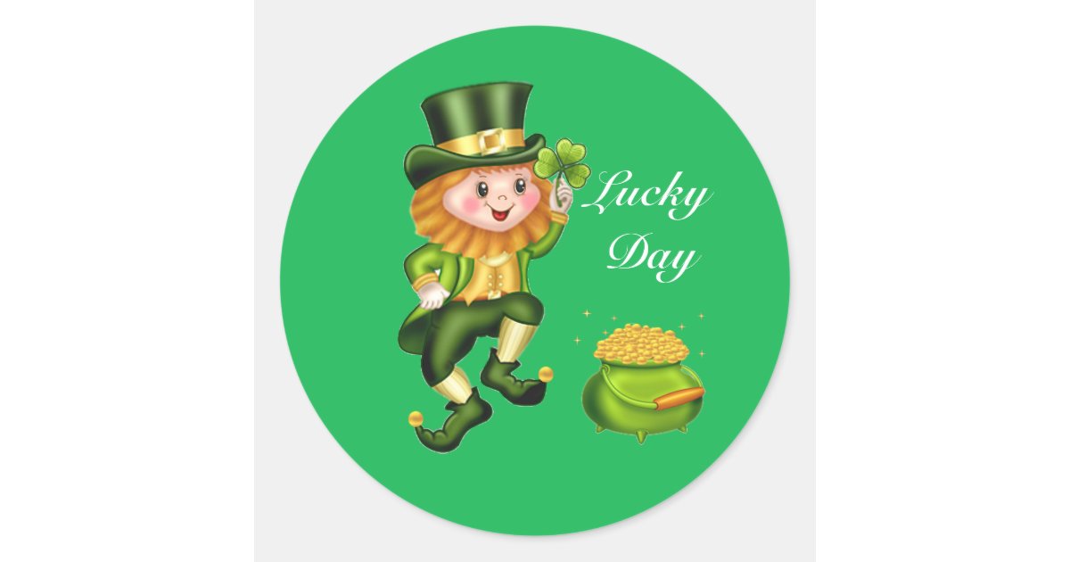 Saint Patrick's Day Lucky Leprechaun Classic Round Sticker | Zazzle