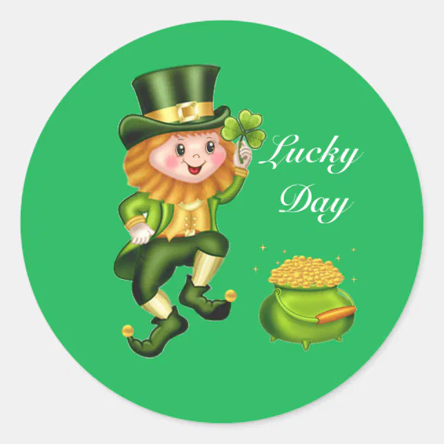 Saint Patrick's Day Lucky Leprechaun Classic Round Sticker | Zazzle