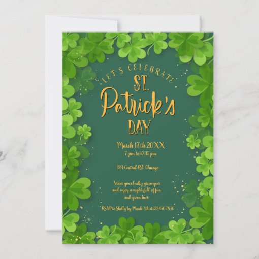 Saint Patrick's Day Shamrock Party Invitation | Zazzle