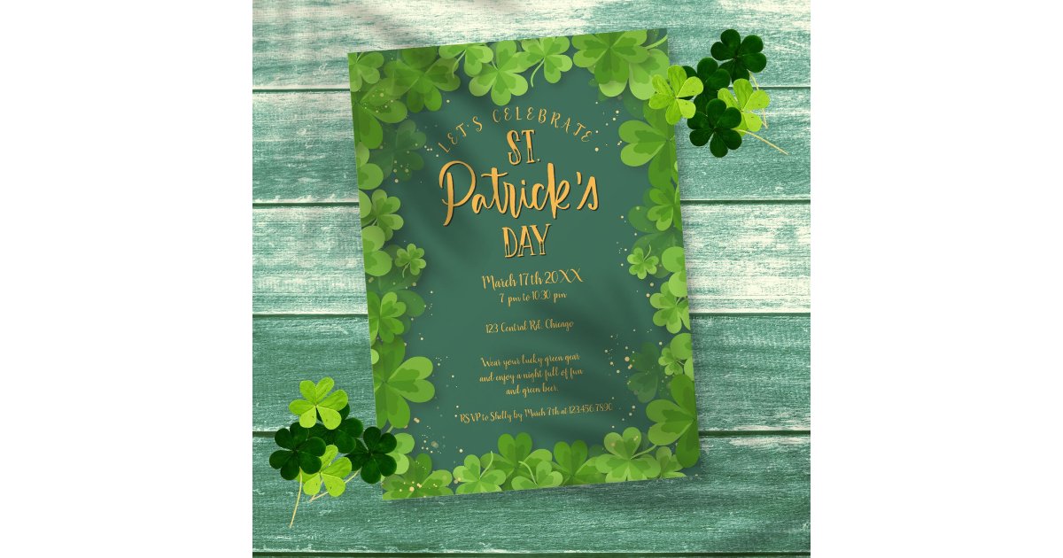 Saint Patrick's Day Shamrock Party Invitation | Zazzle