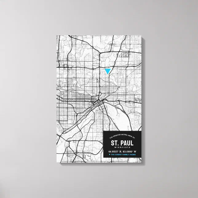 Saint Paul City Map + Mark Your Location Canvas Print | Zazzle