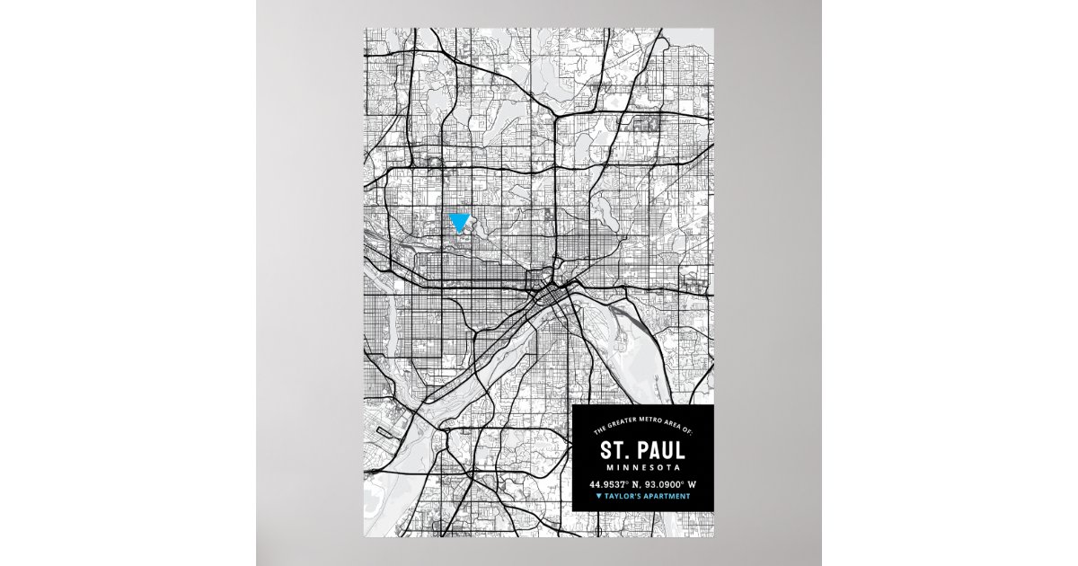 Saint Paul City Map + Mark Your Location Poster | Zazzle