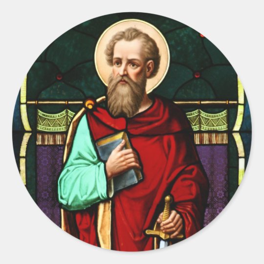 Saint Paul (Paul the Apostle) Stained Glass Art Classic Round Sticker ...