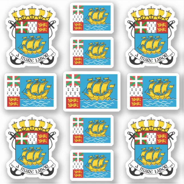 Saint-Pierre state symbols / coat of arms and flag Sticker | Zazzle