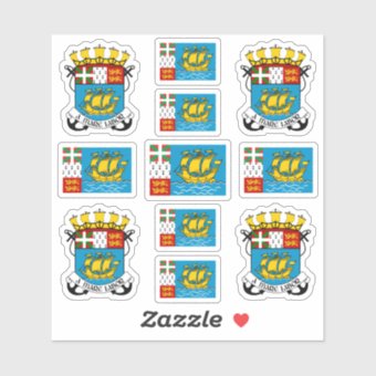 Saint-Pierre state symbols / coat of arms and flag Sticker | Zazzle
