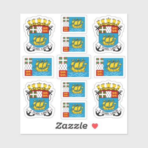 Saint-Pierre state symbols / coat of arms and flag Sticker | Zazzle