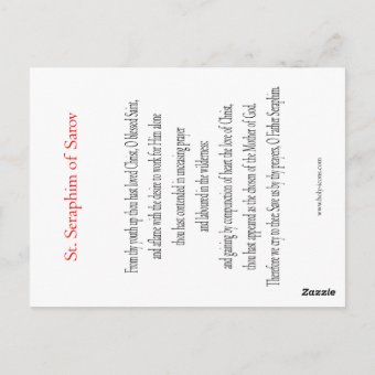 Saint Seraphim Of Sarov Prayer Card | Zazzle